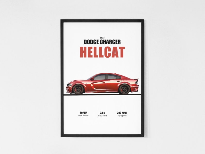 Dodge Charger Hellcat 2023 SRT Wall Art Printable | Digital Download ...