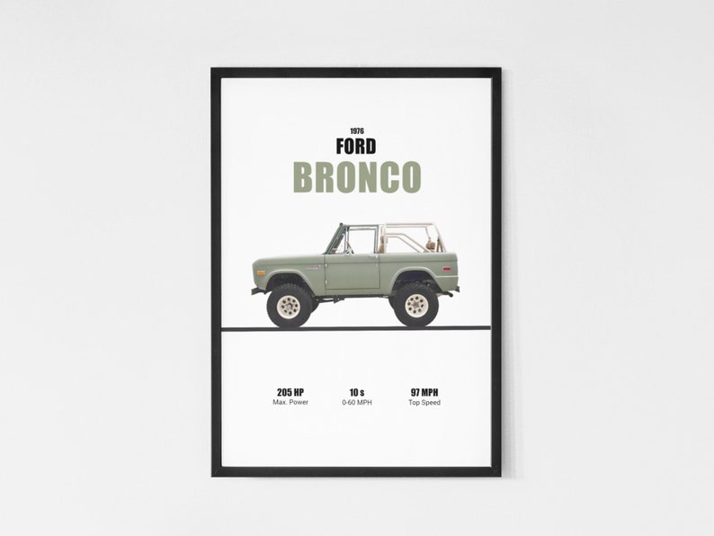 Ford Bronco 1976 Wall Art Printable | Digital Download Poster Men Kids ...
