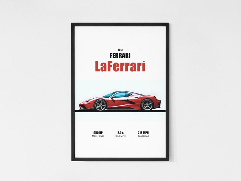 Ferrari Laferrari Wall Art Printable Digital Download Poster Men Kids ...
