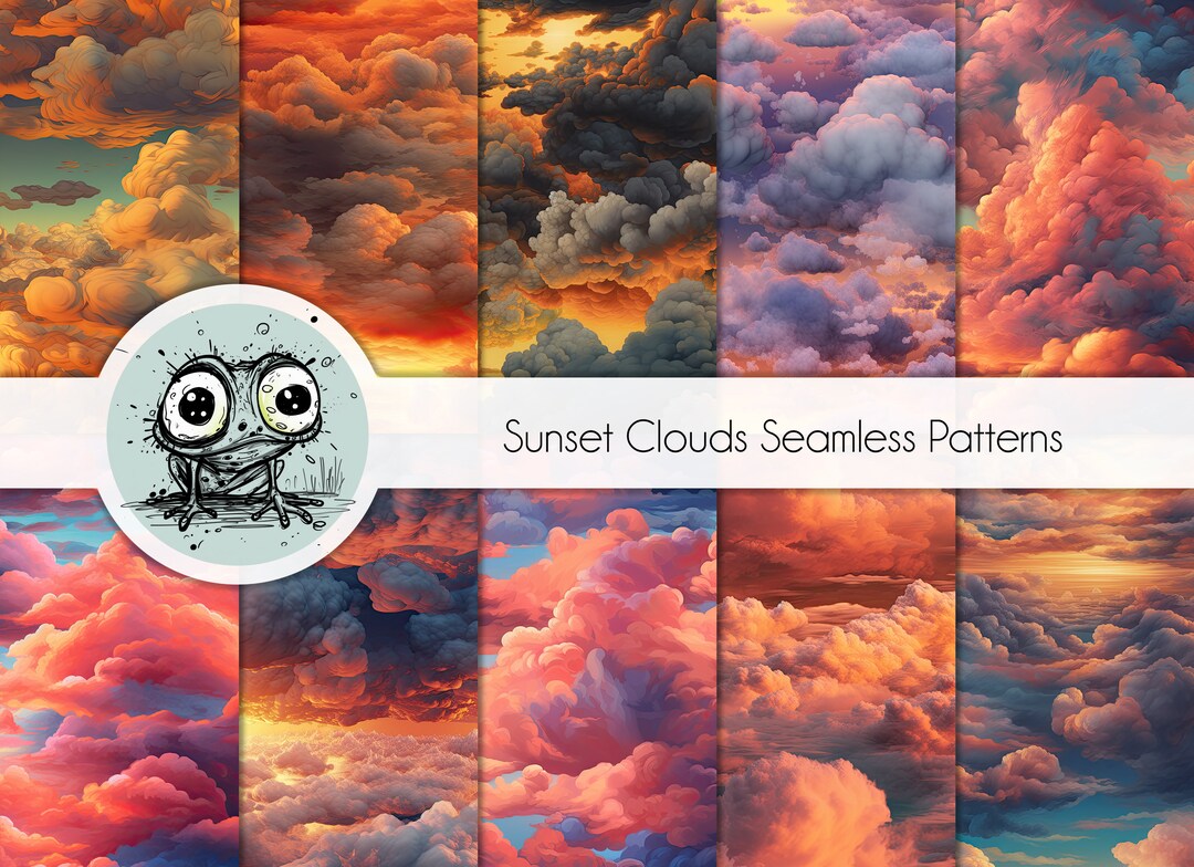 45 Sunset Clouds Seamless Digital Patterns Cloudscape Sunset - Etsy