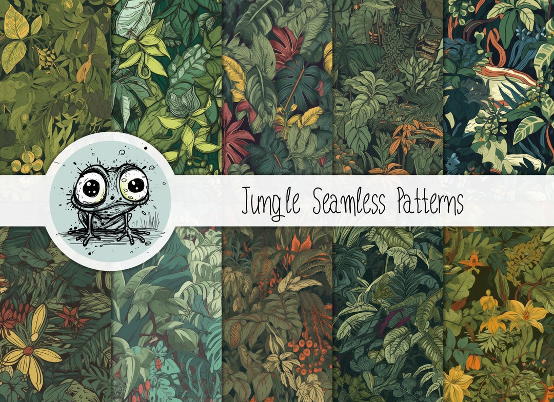 10 Tropical Botanical Seamless Digital Patterns, Jungle Scrapbook Paper ...