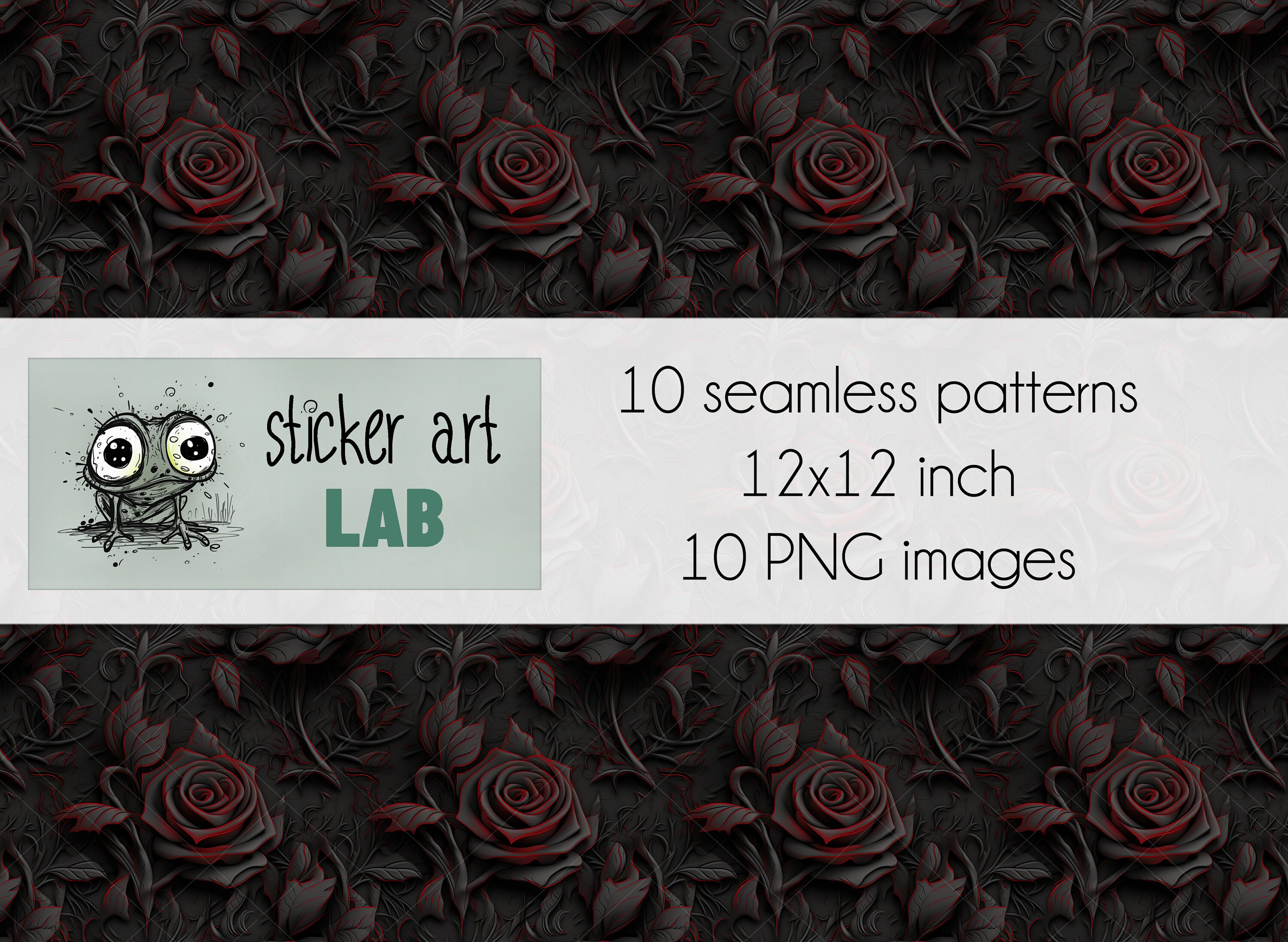 10 Seamless Black and Red Roses Digital Patterns, Floral Scrapbook ...