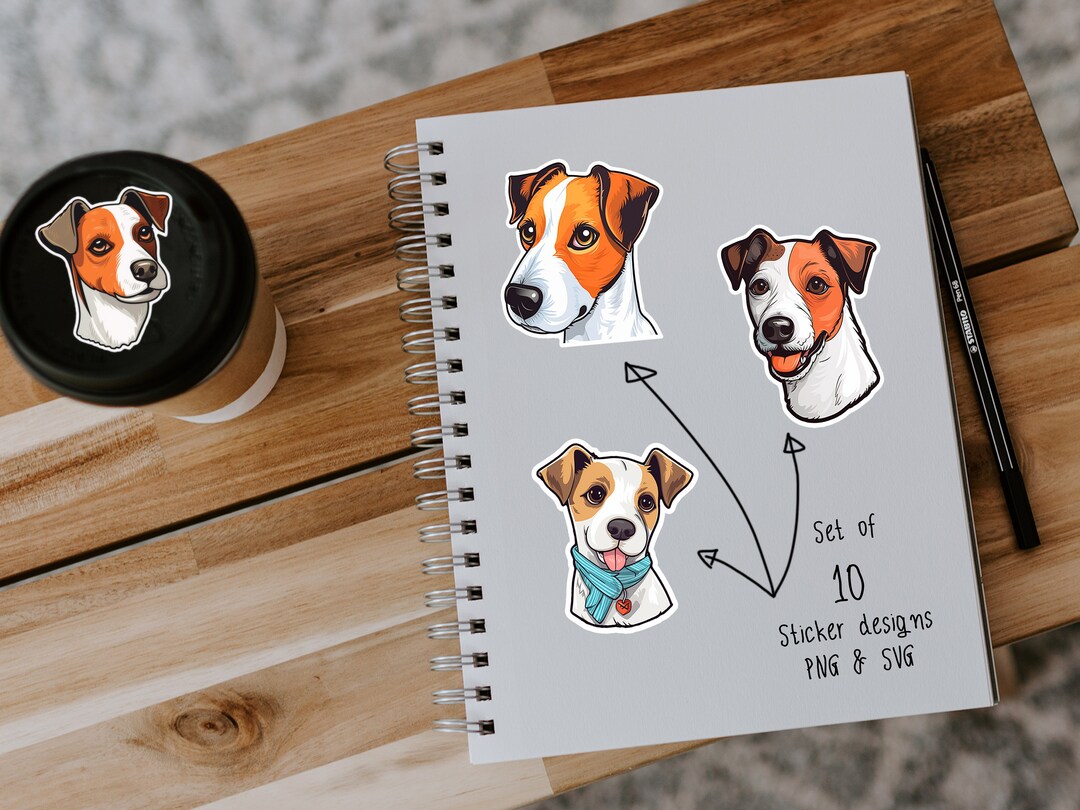 10 Cute Jack Russell Print and Cut Digital PNG Stickers 10 Different ...
