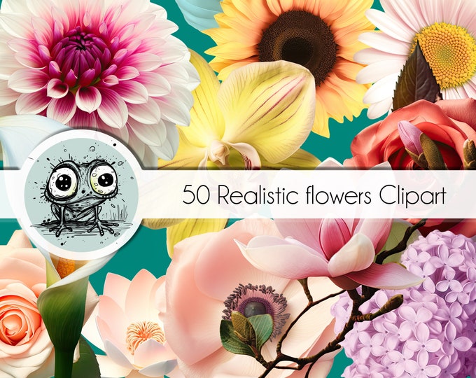 REAL Flower Clipart, Flower PNG, White Flower, Rose Clip Art, Realistic ...