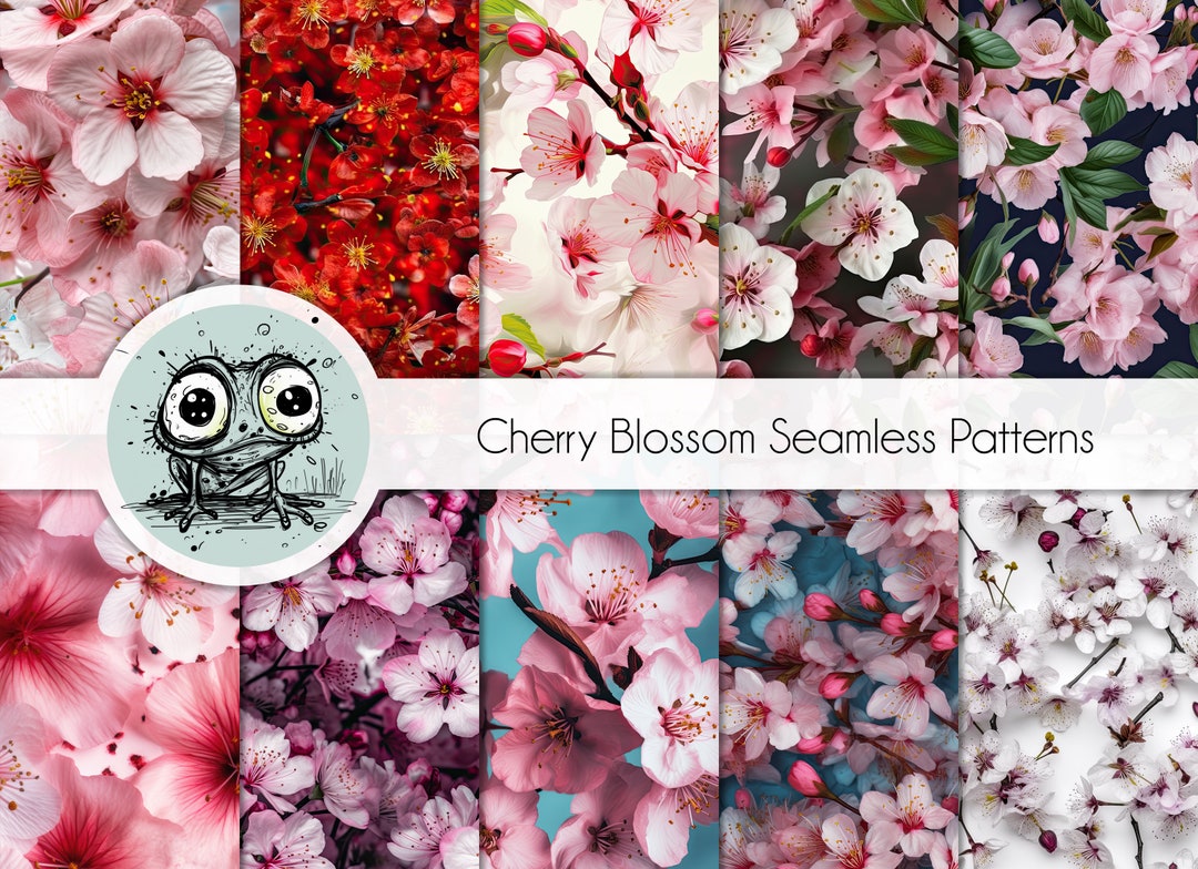 85 Cherry Blossom Seamless Digital Patterns,pink Flowers Scrapbook ...
