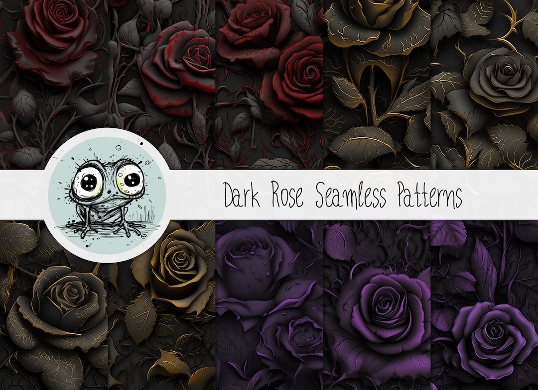 10 Dark Rose Seamless Digital Patterns, Floral Scrapbook Paper, Dark ...