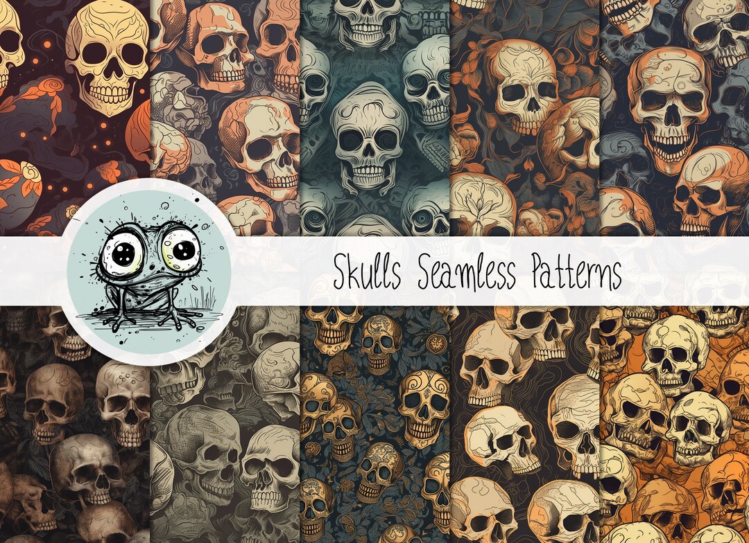 10 Skull Seamless Digital Patterns Skull Scrapbook Paper - Etsy