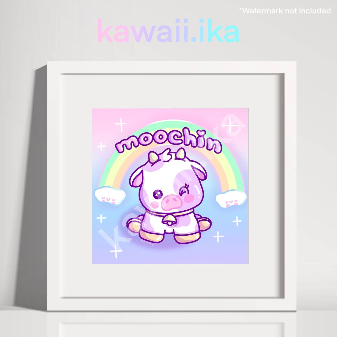 Moochin' Cow Art Print Cute Kawaii Art Print Kawaii Aesthetic Colorful ...
