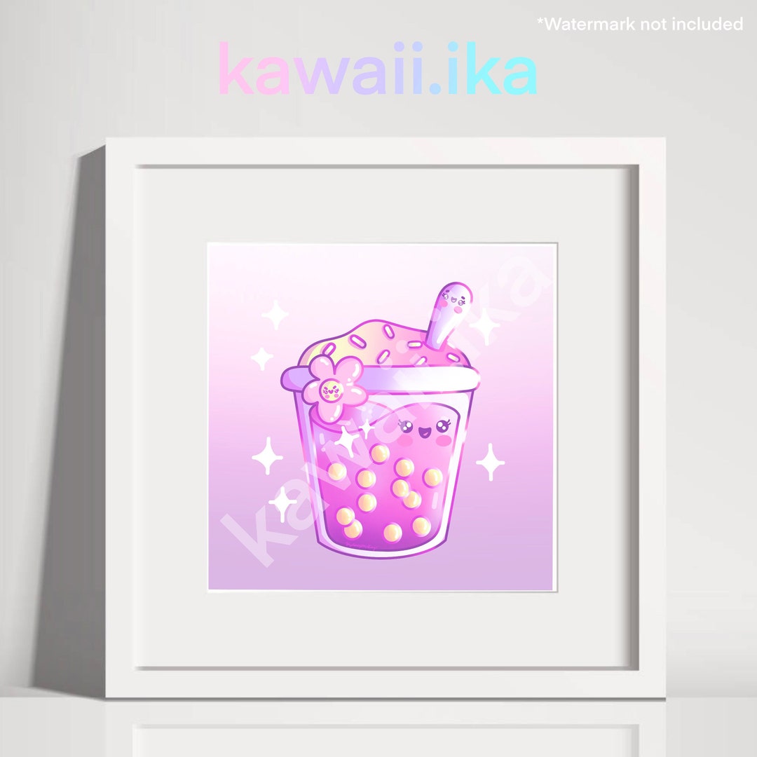 Boba Art Print Cute Kawaii Art Print Kawaii Aesthetic Colorful Art ...