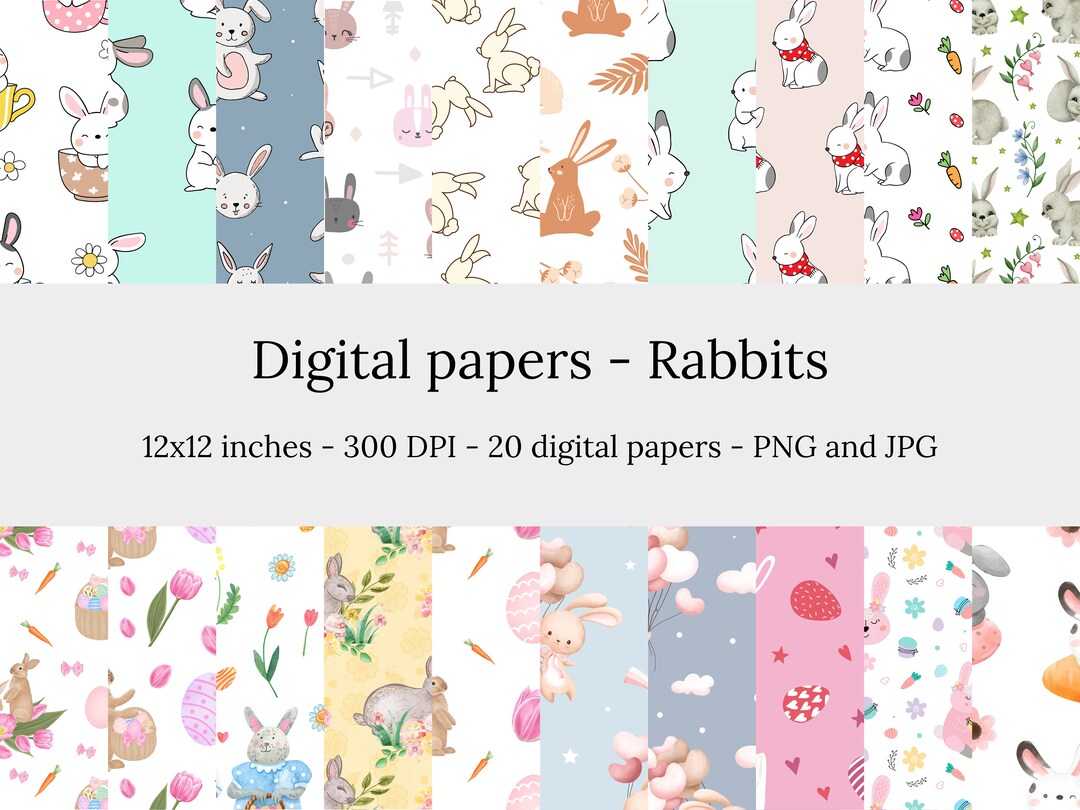 Rabbits – 20 High Quality Seamless Downloadable Rabbits Digital Papers ...