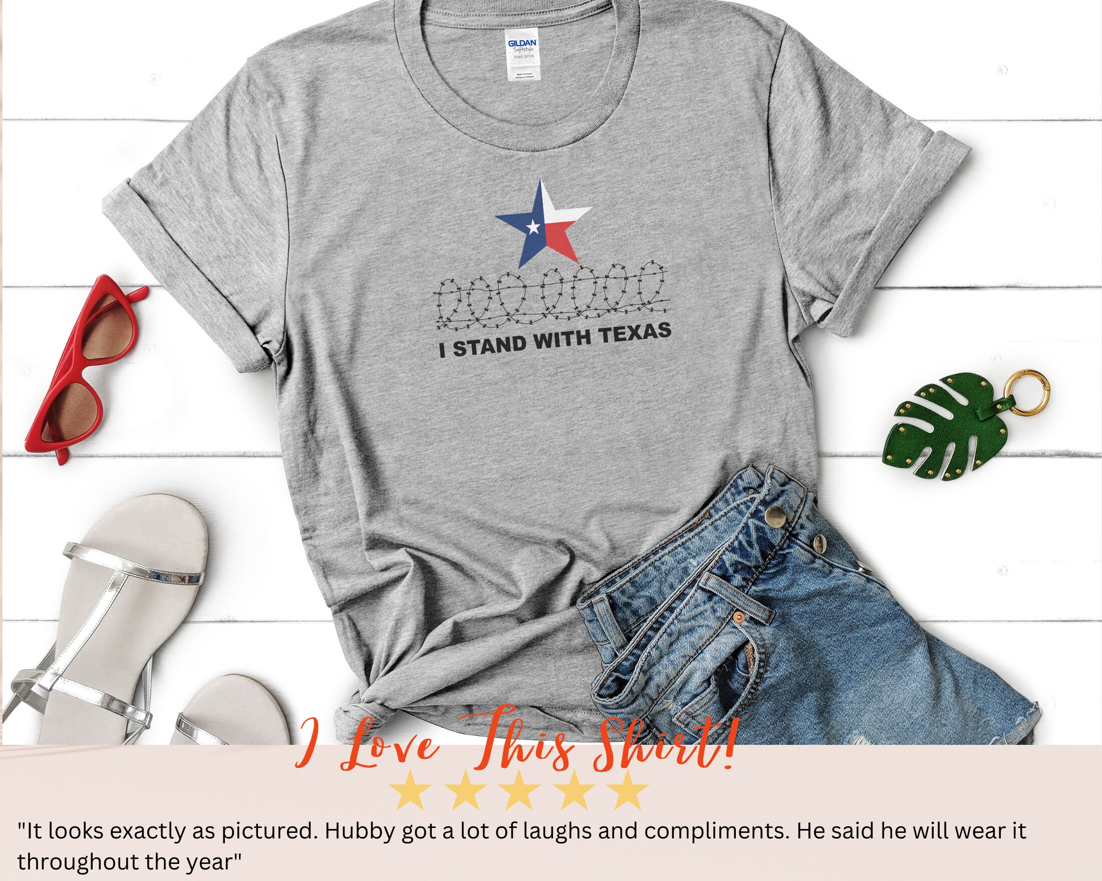 I Stand With Texas T-shirt With Barbwire Graphic, Support Texas ...
