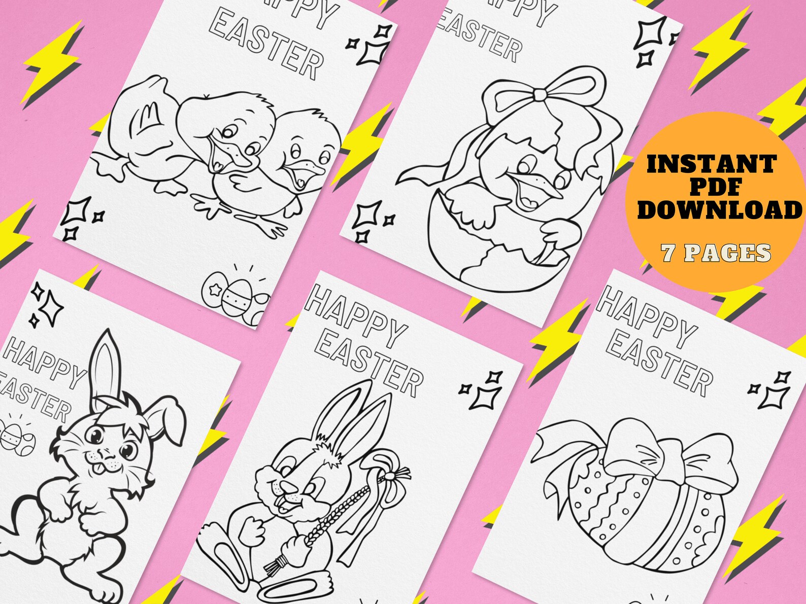 Easter Bunny & Friends Colouring, 7 Cool Colouring Pages, Colouring ...