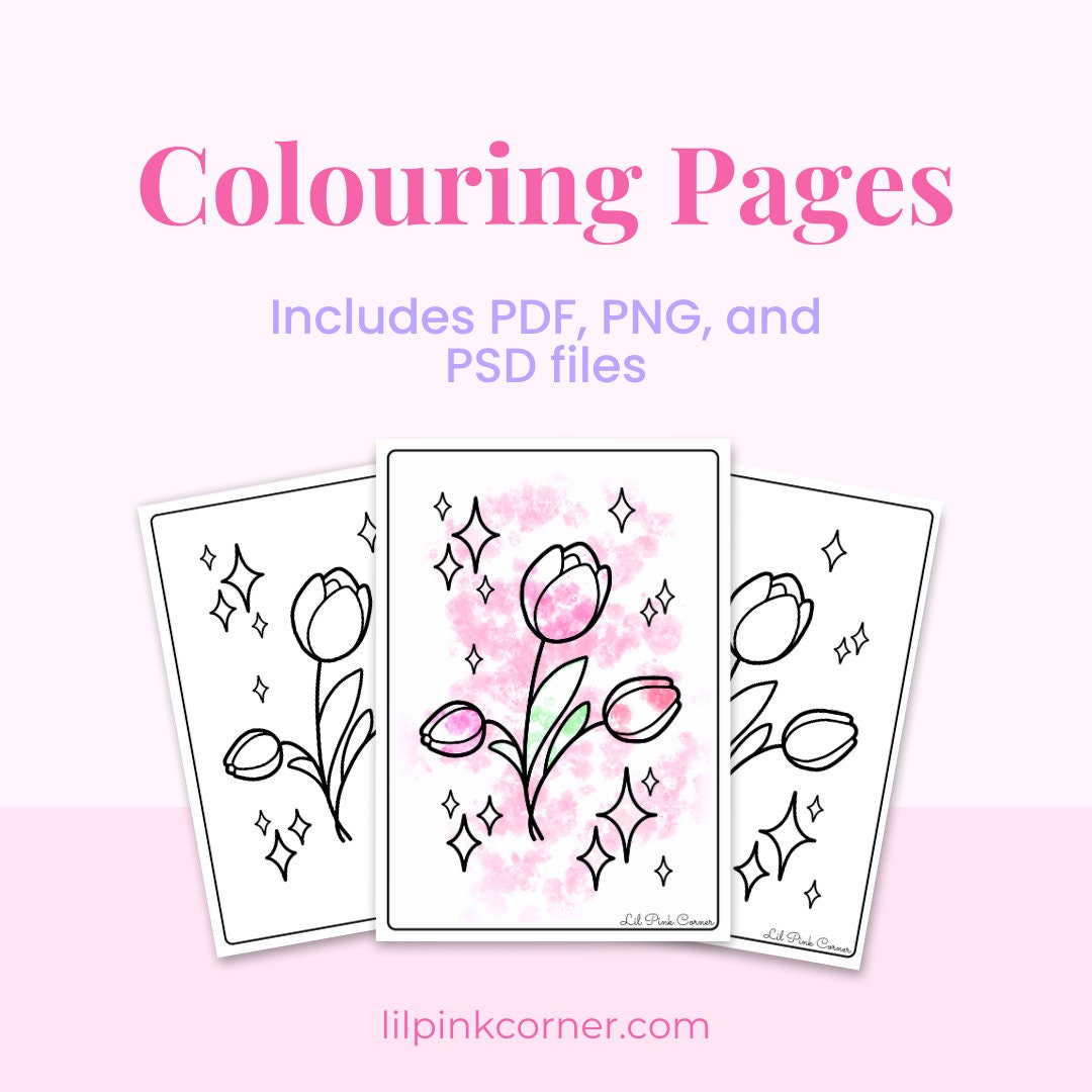 Tulip Trio Colouring Page - Etsy