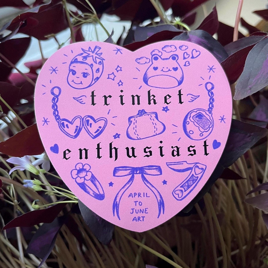 Trinket Enthusiast Big Heart Sticker | Cute Illustration for Laptops ...