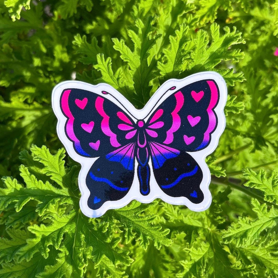 Bi Pride Sticker, Subtle Bisexual Pride Flag Sticker, Butterfly Sticker ...