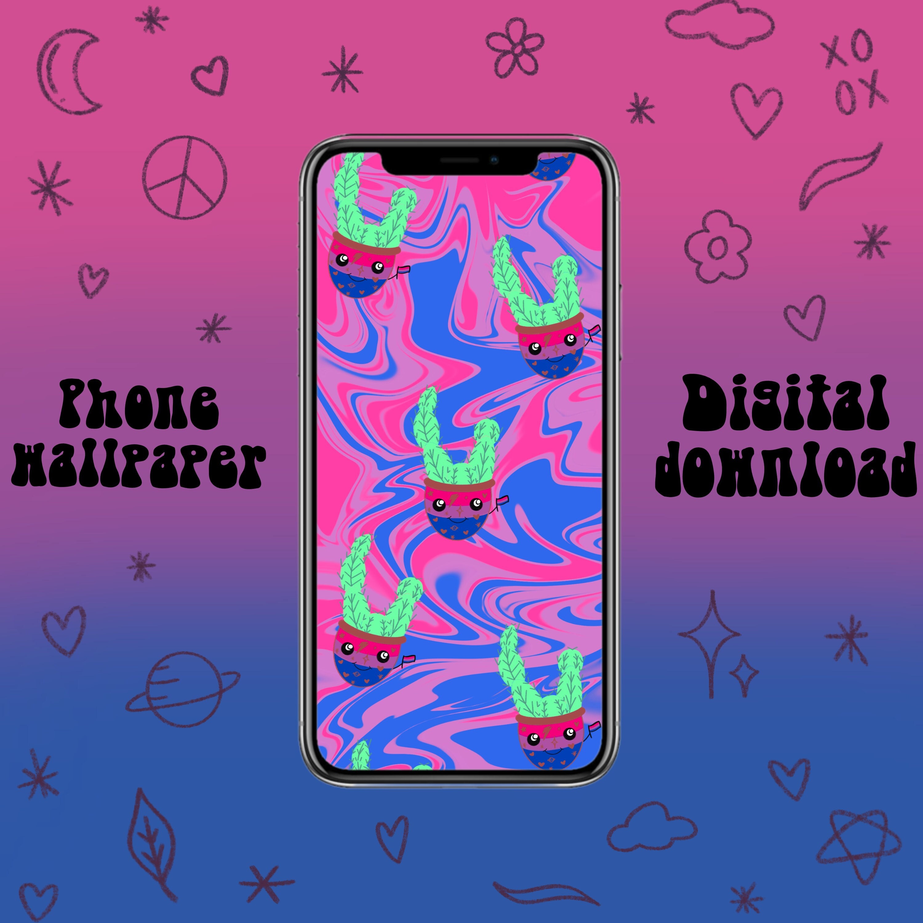Bisexual Pride Phone Background LGBTQ, Botanical Succulent Subtle Queer ...
