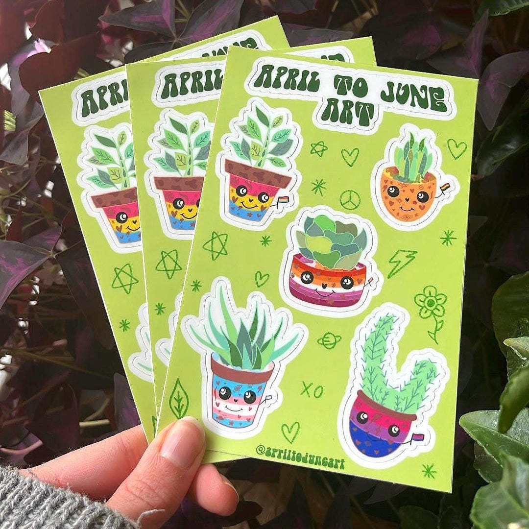 Subtle Gay Pride Sticker Sheet | Nature Stickers & Plant Pride Flag ...
