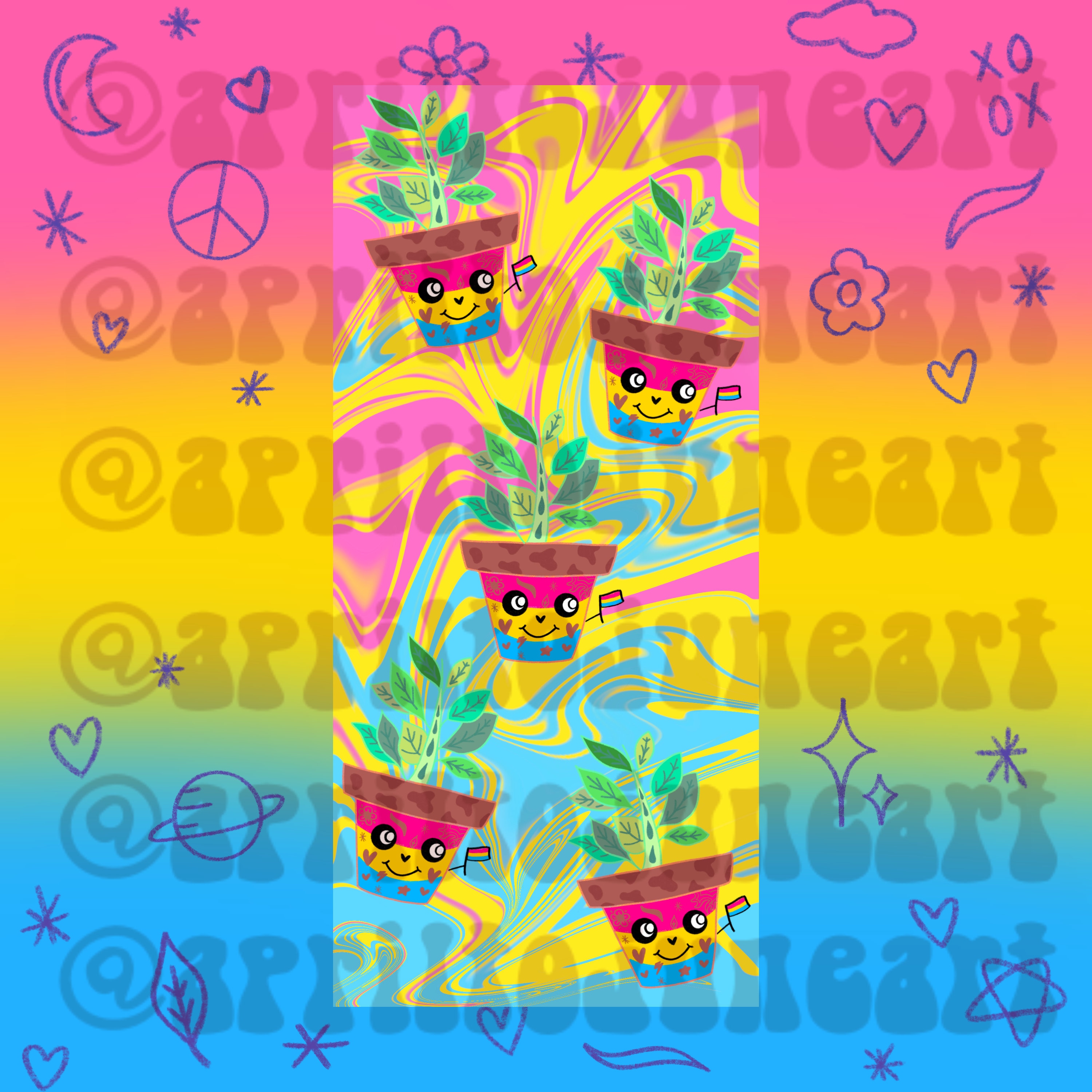 Pansexual Pride Phone Background LGBTQ, Botanical Succulent Subtle Gay ...