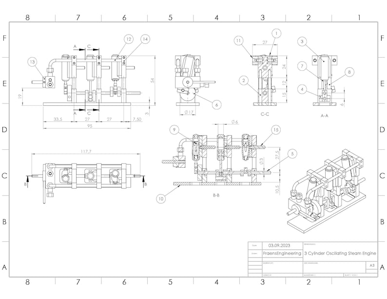 3 Cylinder Oscillating Steam Engine - Etsy