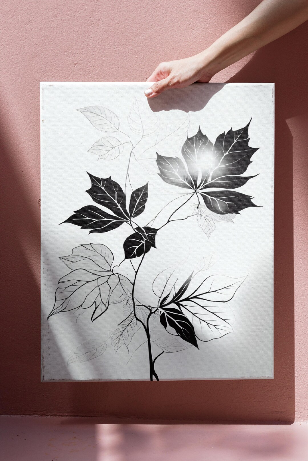 Black and White Leaves Printable Poster, Instant Download, Natural Art ...
