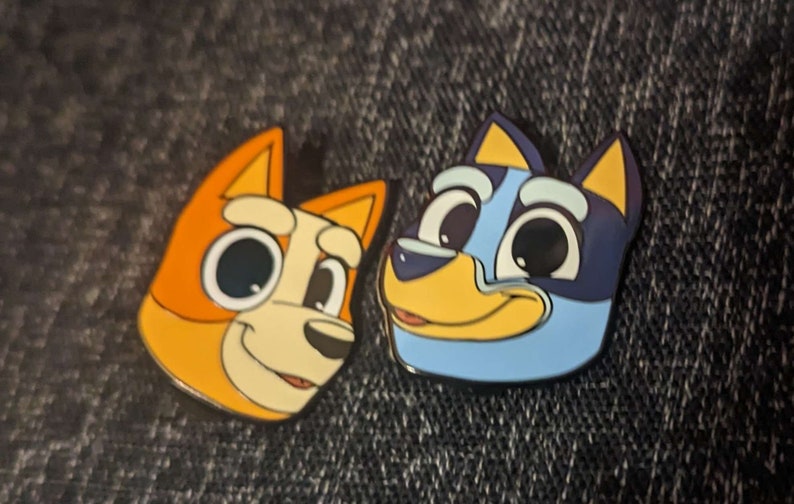 Bluey Blue Orange Bingo Dog Sisters Enamel Pin - Etsy