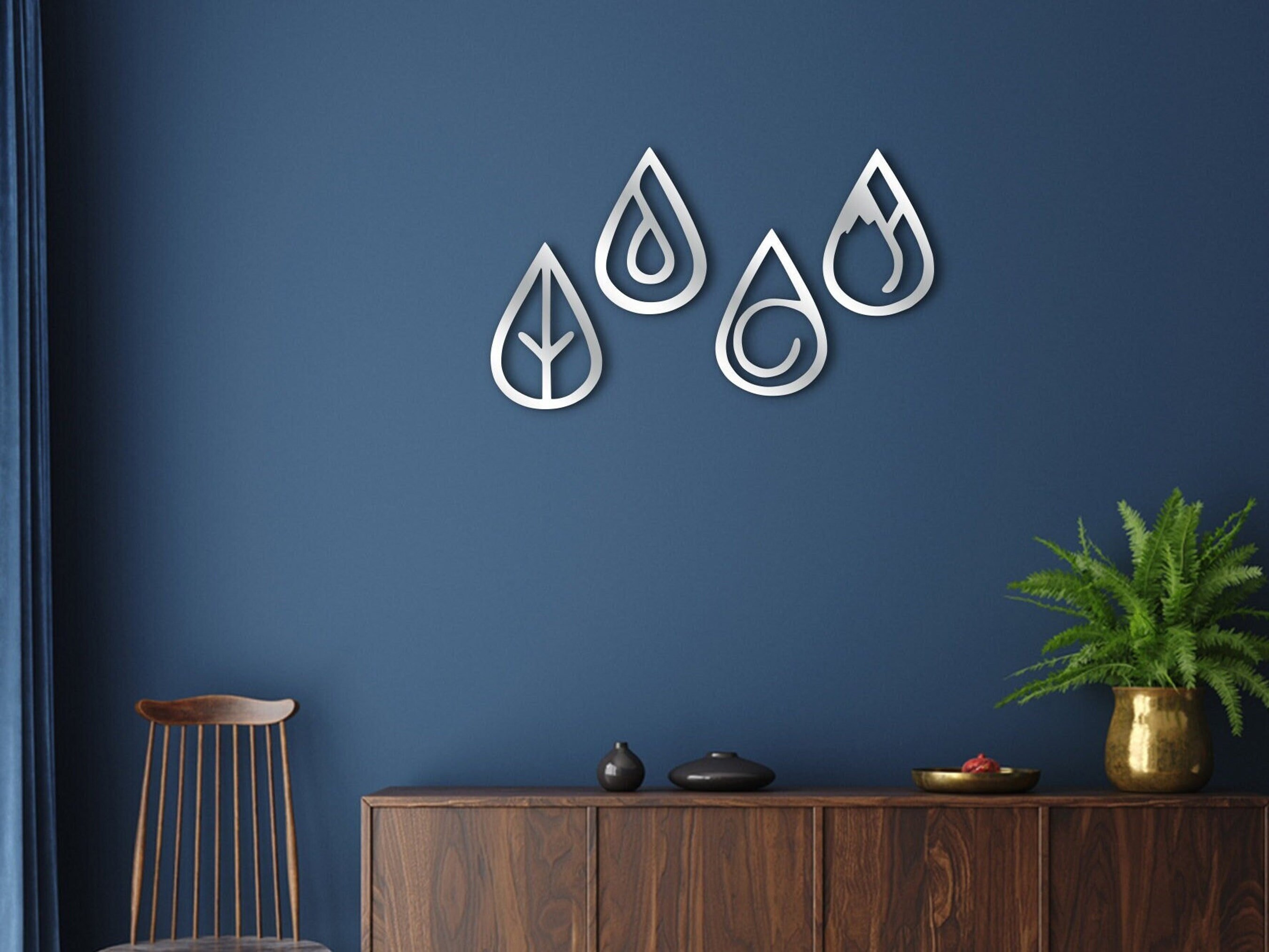 Metal Wall Art Four Element Wall Decor Wire Art Wall Decor - Etsy