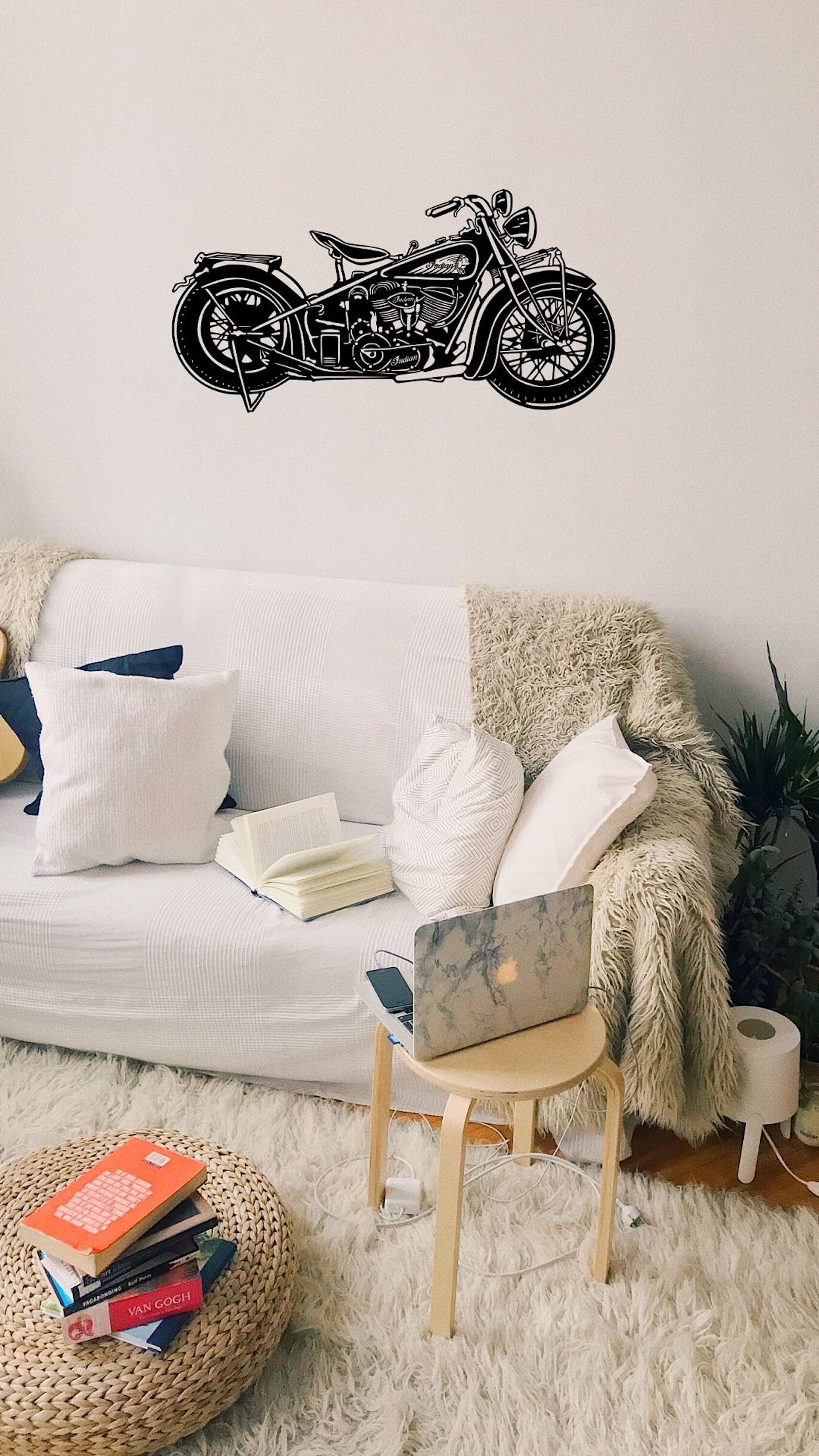 Indian Motorcycle, Old School, Metal Wall Art, Wire Art Wall Decor ...