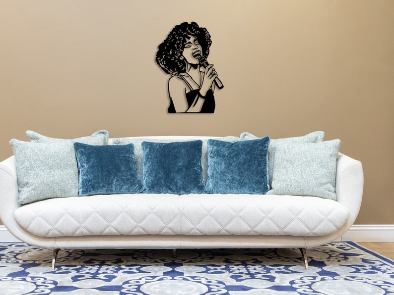 Singing Woman Metal Wall Art, Bold Silhouette Music Portrait for Studio ...