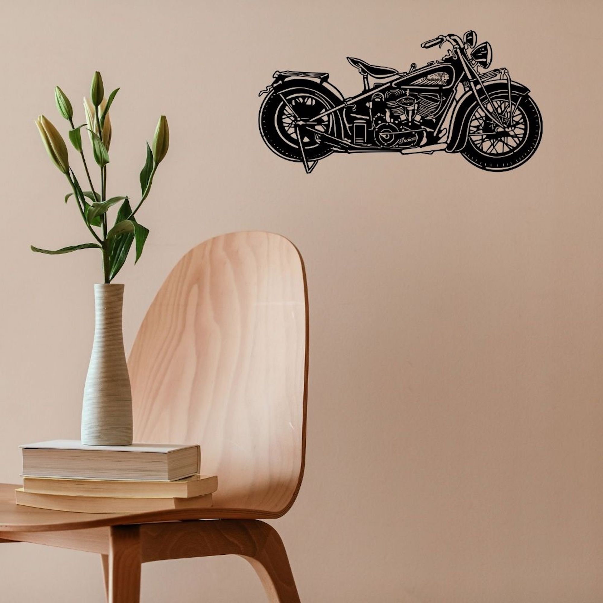 Indian Motorcycle, Old School, Metal Wall Art, Wire Art Wall Decor ...