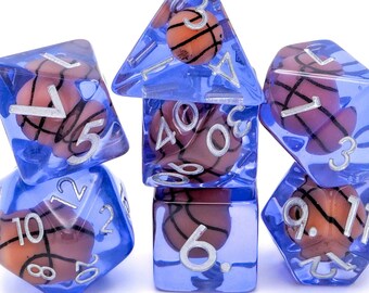 Blue Basketball Dice Set | 7 Piece Dnd Resin Dice | Dungeons & Dragons ...