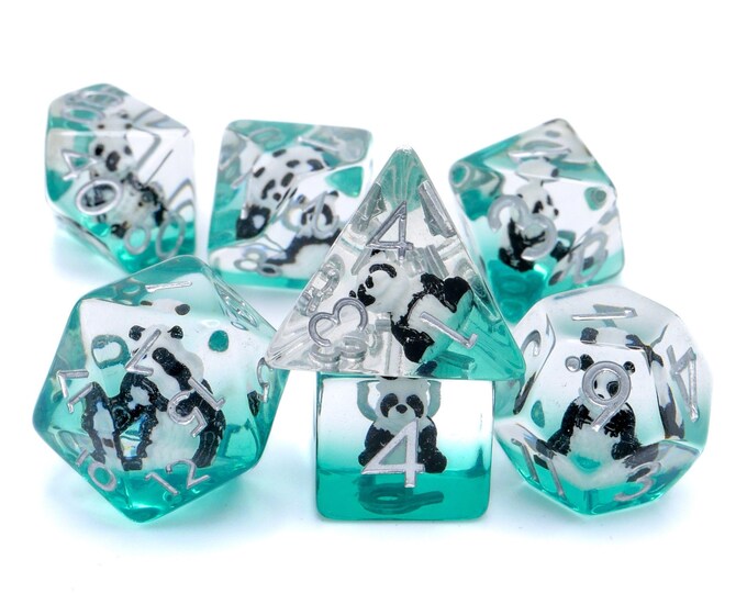 Panda-monium Dice Box and Panda Dice Set, Dungeons and Dragons, 7 Polyhedral Dice for Tabletop ...