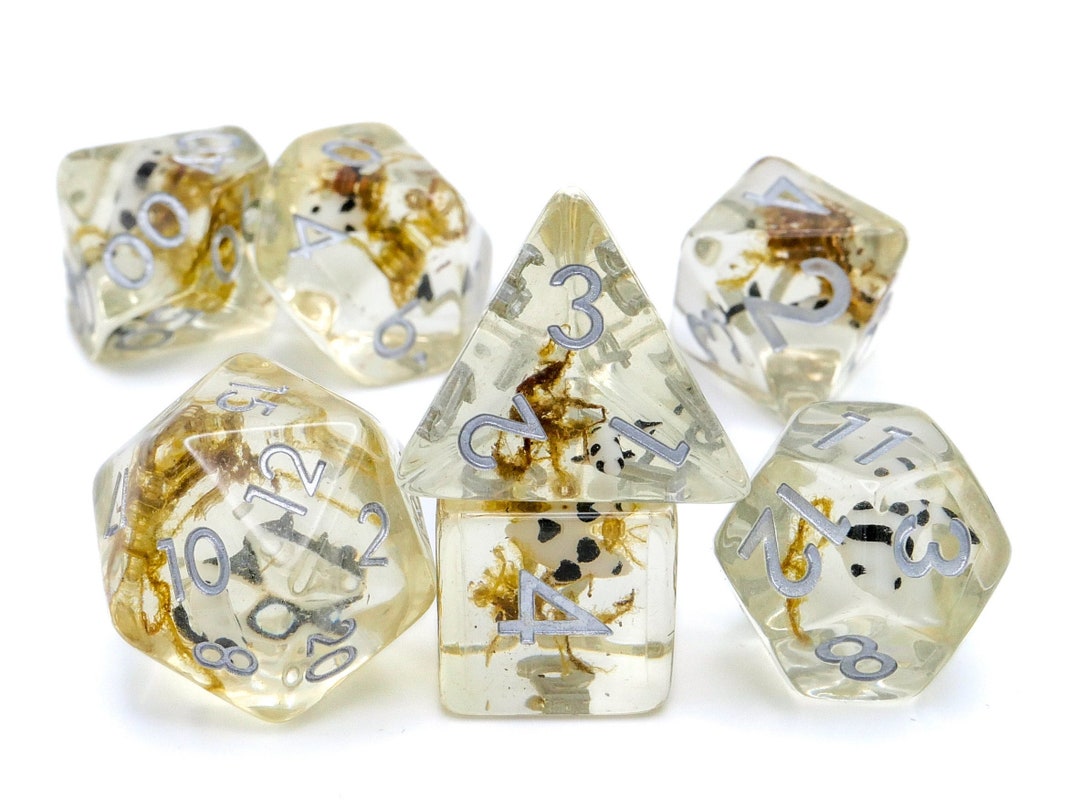 Koi Fish Dnd Dice Set - 7 Piece Amber Moss Resin Dice for Dungeons and ...