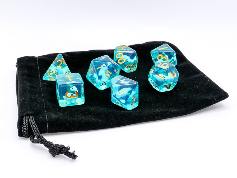 Swimming Brontosaurus Resin Dice Set 7 Pieces Dnd Dice Cute Dinosaur ...