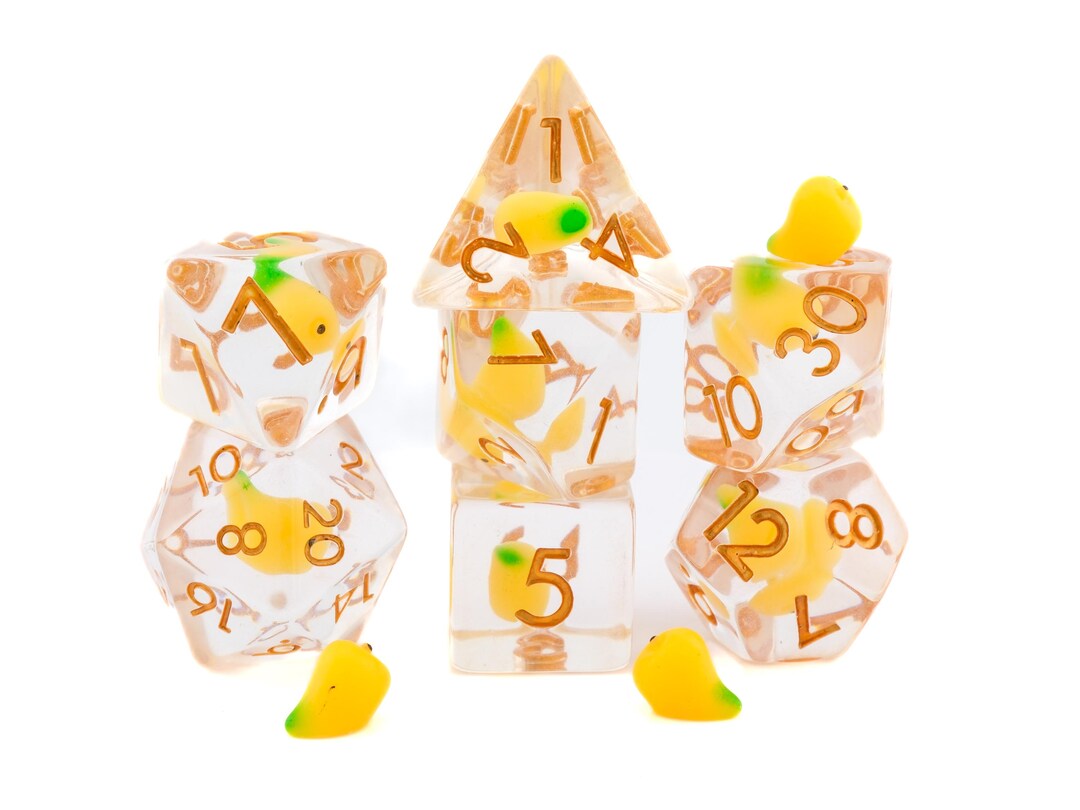 Mango Dnd Dice Set | 7 Pieces Resin RPG Dice | Fruit Dice | Tropical ...