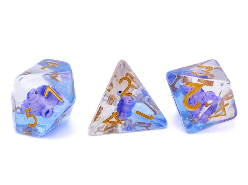 Purple Turtle Resin Dnd Dice Set 7 Piece RPG Dice Cute Violet Tortoise ...