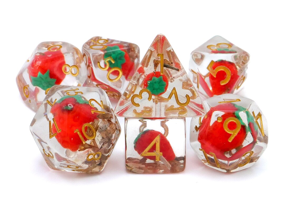 Strawberry Shortcake Resin Dice Set 7 Pieces Dnd Dice Fruit Dice Berry ...