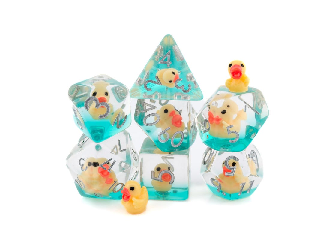 Rubber Duck Dnd Dice Set | 7 Piece Resin RPG Dice | Cute Animal ...