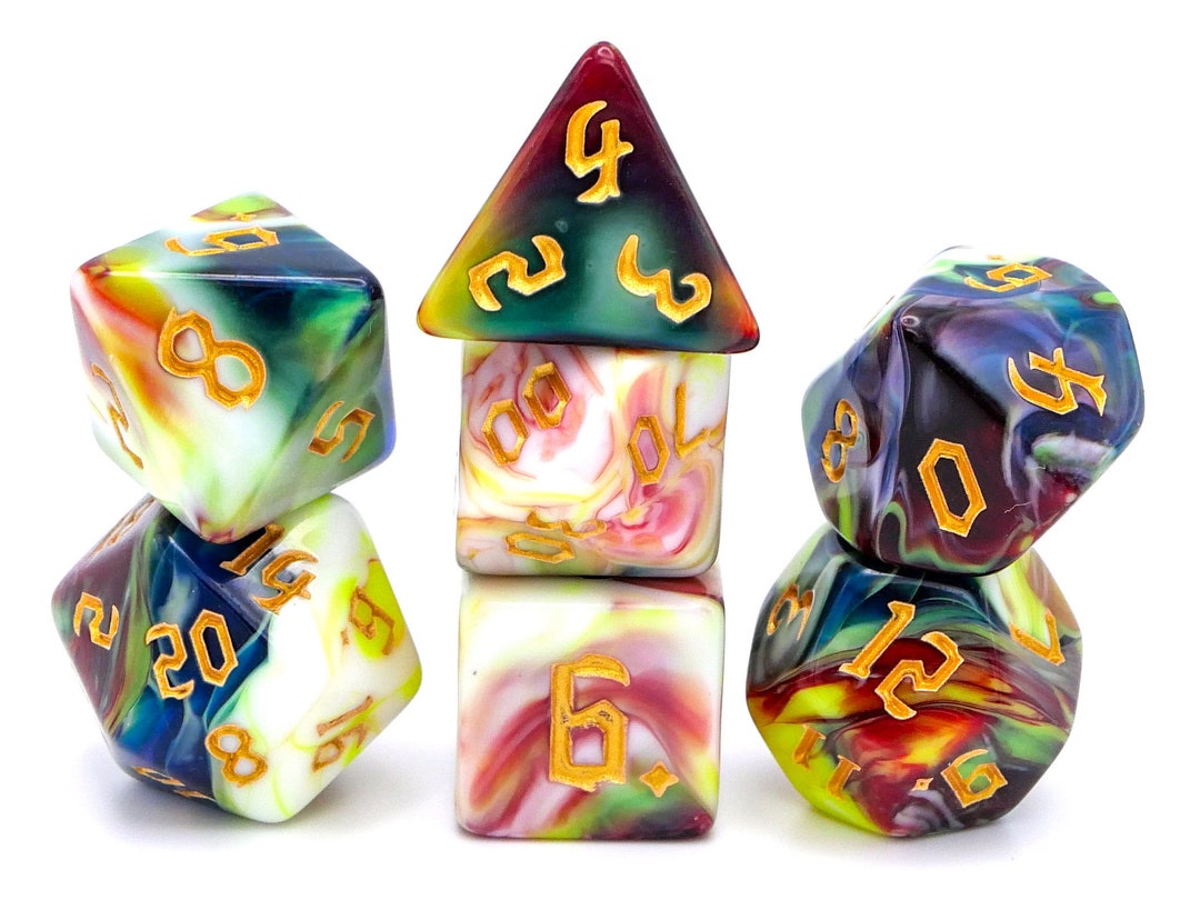 Firestorm Fusion Dnd Dice Set | 7 Piece Blended Color RPG Dice | Red ...