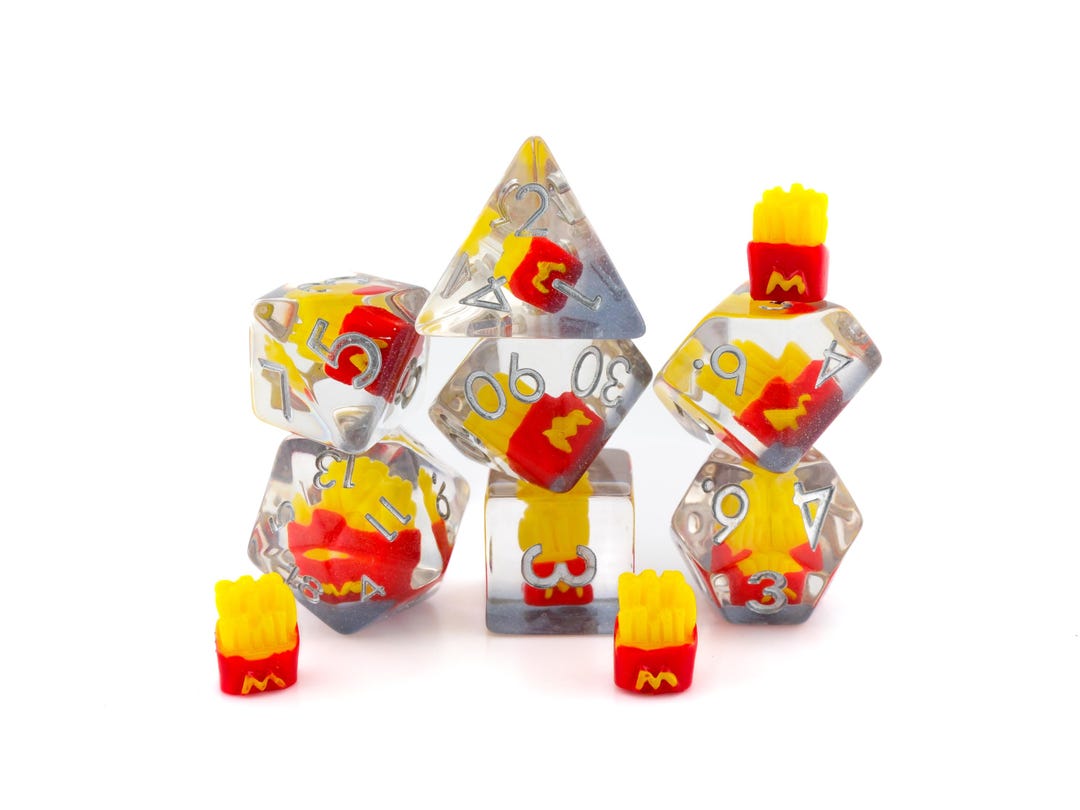 Fries Resin Dnd Dice Set: 7-piece Fast Food RPG Dice - Etsy