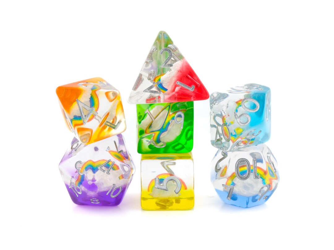 Rainbow Cloud Resin Dnd Dice Set: 7 Piece RPG Dice - Etsy