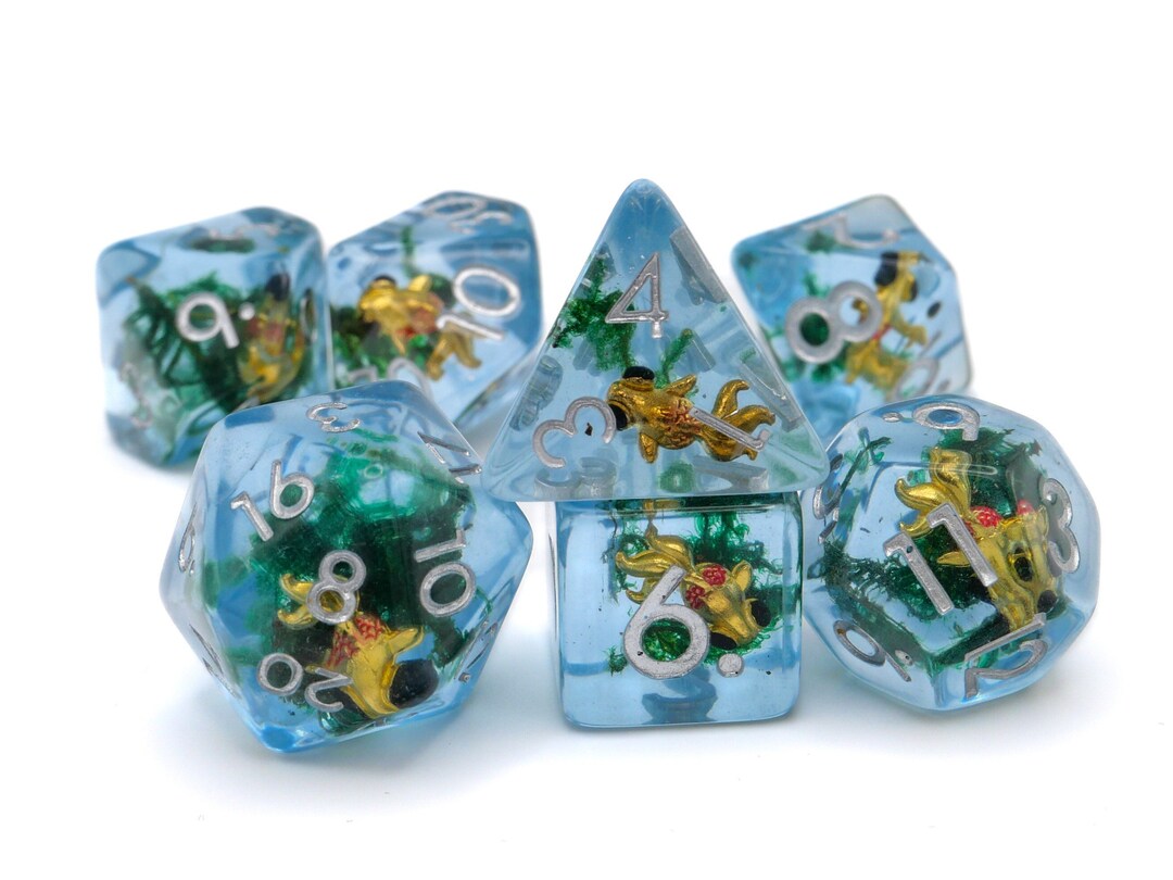 Gold Fish Resin Dnd Dice Set: 7 Piece RPG Dice - Etsy