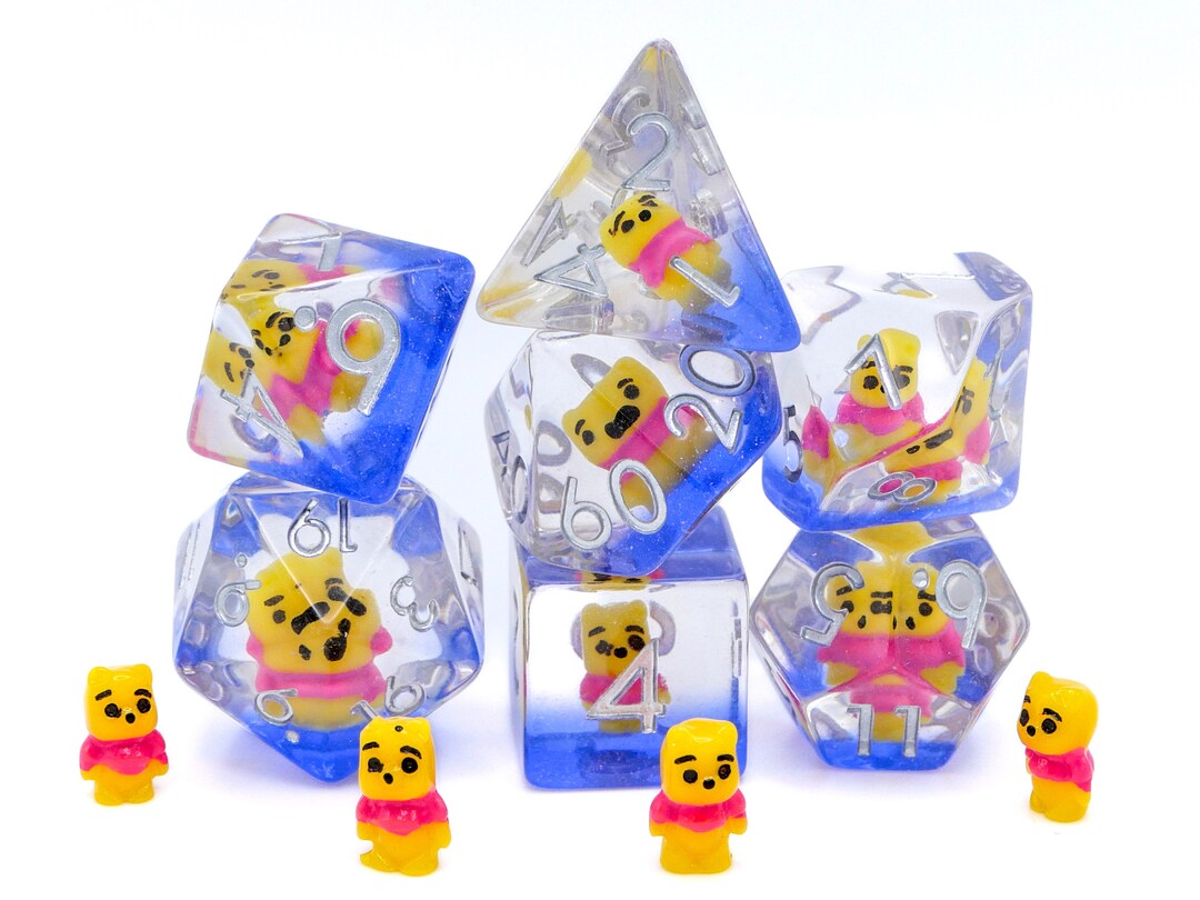 Winnie the Pooh Dnd Dice Set: 7 Piece Resin RPG Dice - Etsy