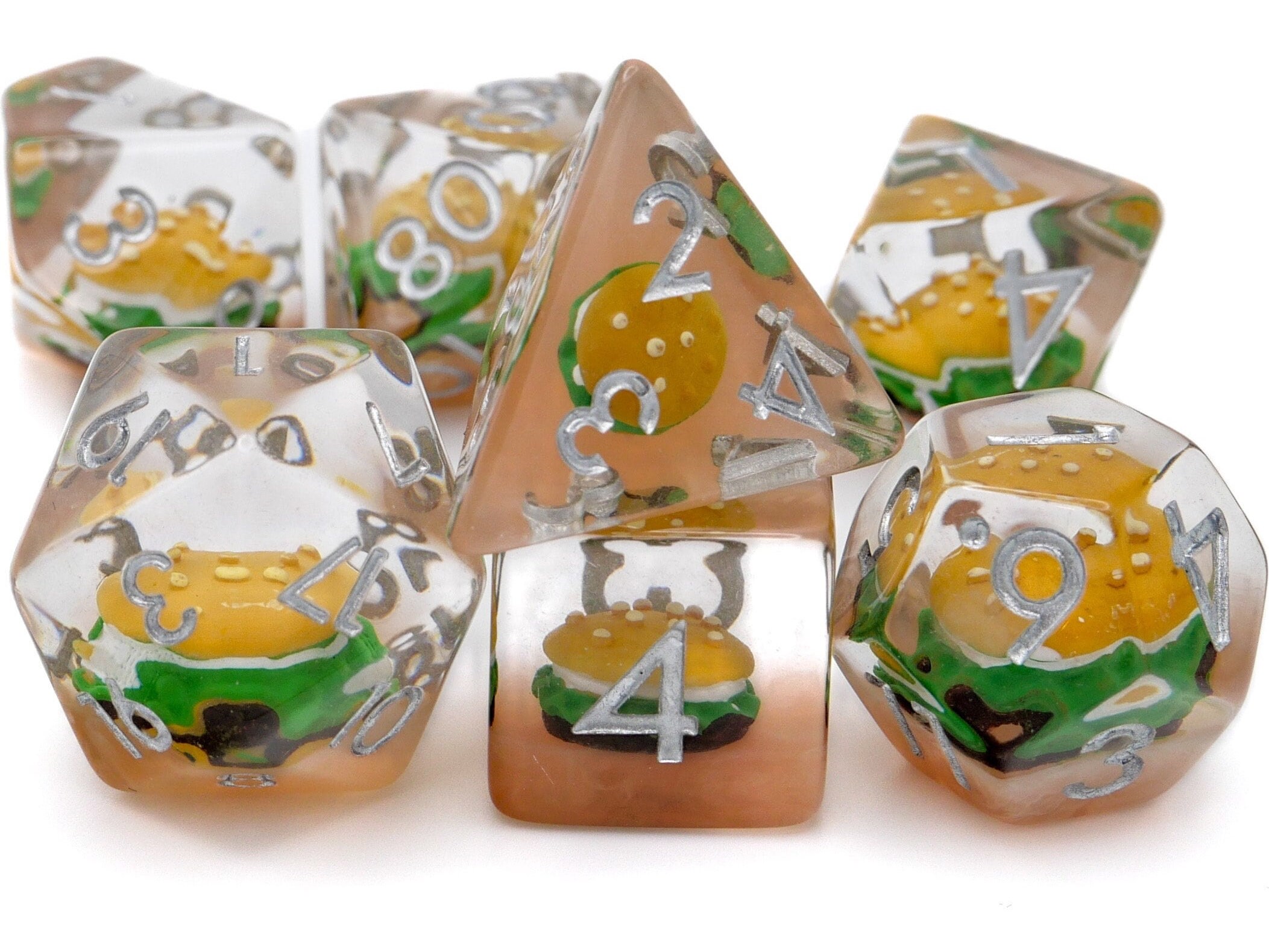 Burger Resin Dice Set 7 Pieces Dnd Dice Hamburger Dice Sandwich Dice ...