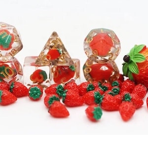 Strawberry Shortcake Resin Dice Set 7 Pieces Dnd Dice Fruit Dice Berry ...