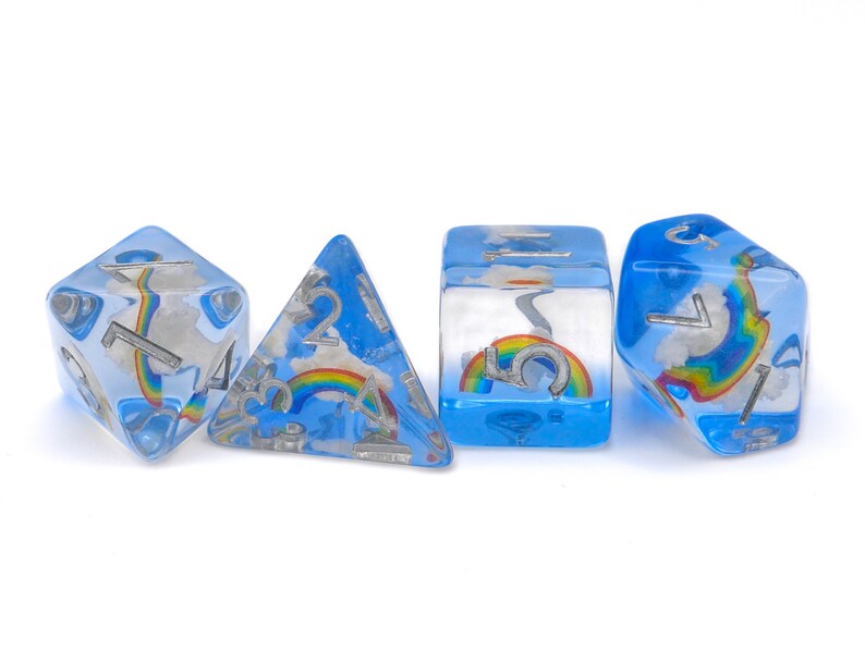 Rainbow Cloud Resin Dice Set 7 Pieces Dnd Dice Cute - Etsy