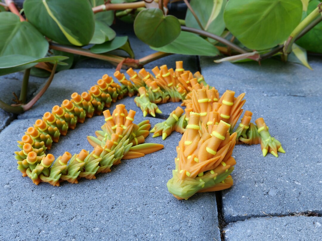 Bamboo Dragon Articulated 3d Printed Fidget Yellow Green Orange Flexi ...