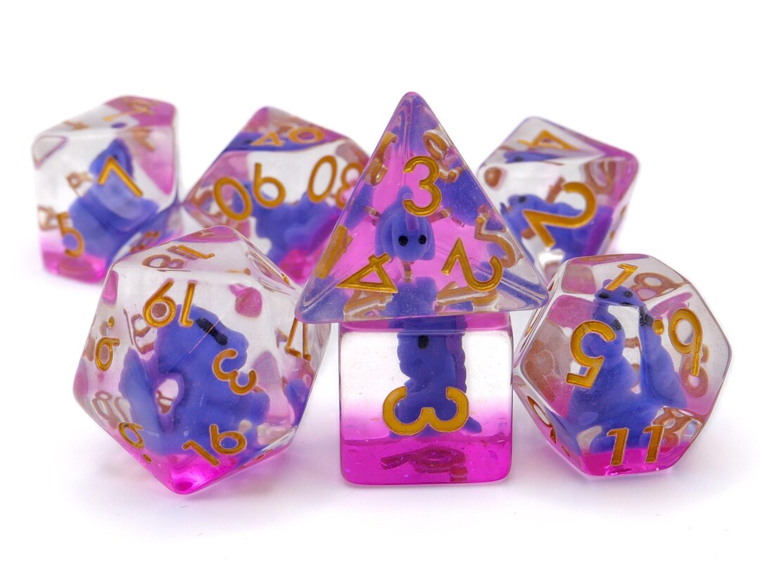 T-rex Resin Dice Set | 7 Pieces | Dnd Dice | Cute Purple Dinosaur ...
