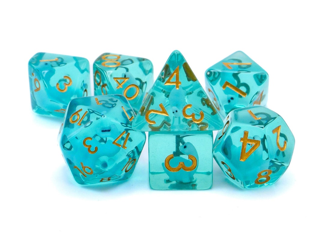 Swimming Brontosaurus Resin Dice Set 7 Pieces Dnd Dice Cute Dinosaur ...
