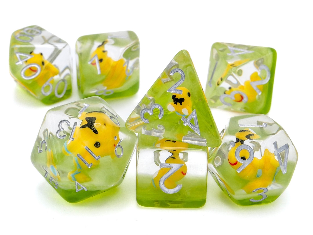 Buzzing Bee Resin Dice Set 7 Pieces Dnd Dice Flying Bumblebee Yellow ...