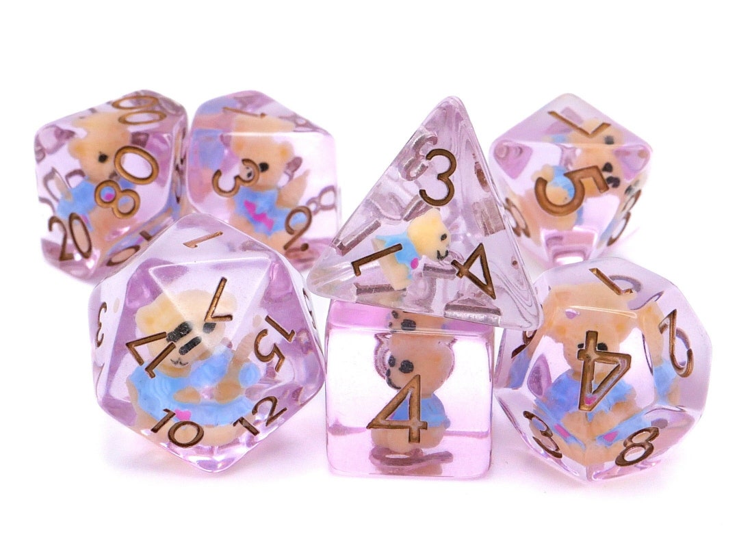 Care Bear Dnd Dice Set | 7 Piece Resin RPG Dice | Teddy Dice | Heart ...